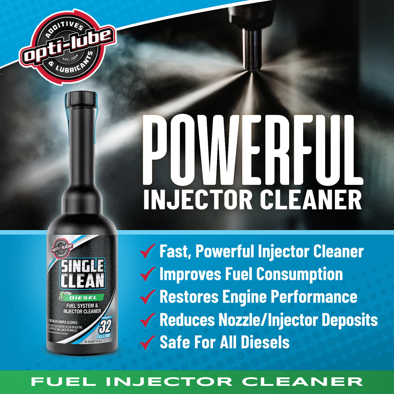 Opti-Lube Single Clean Diesel Fuel System Improver - 1 8oz Bottle ...