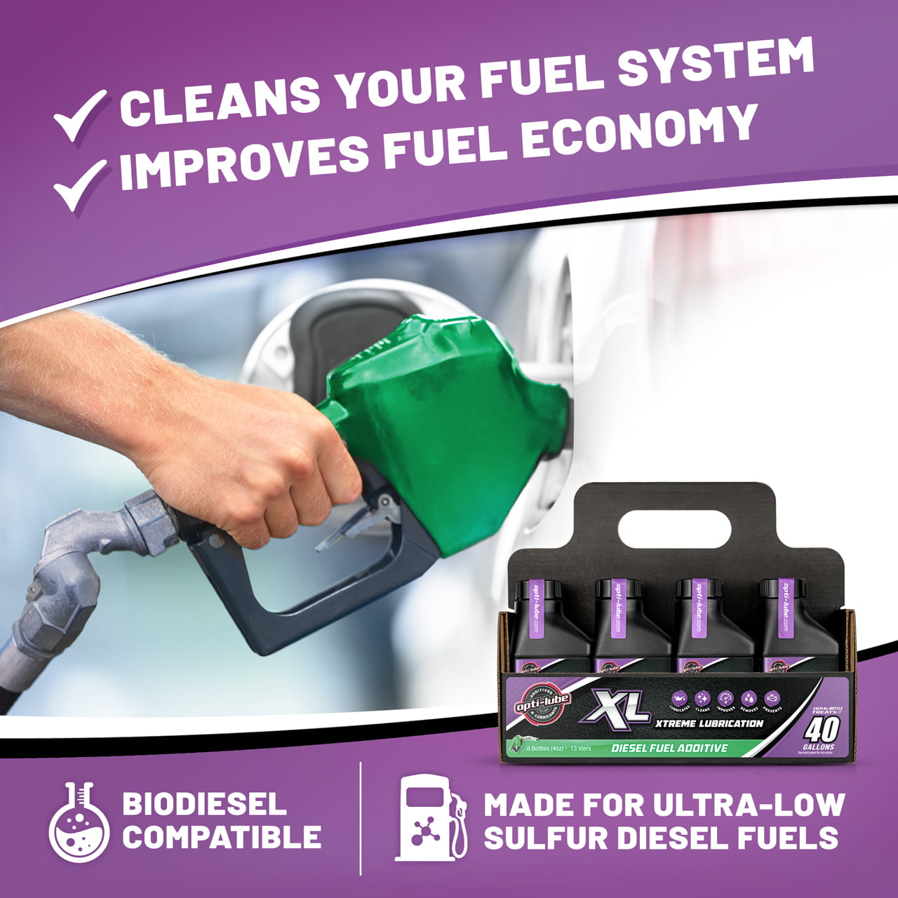 Opti-Lube XL Xtreme Lubricant Diesel Fuel Additive - 4oz 8 Pack Treats ...