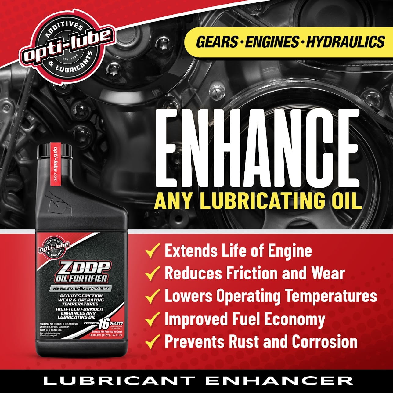 OPTI-LUBE ZDDP OIL FORTIFIER - 1 Gallon with Accessories (1 Plastic ...